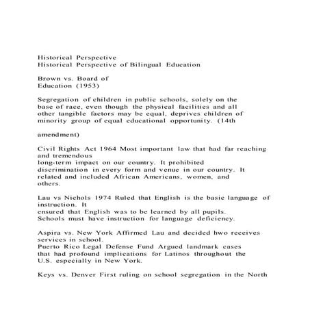 Historical PerspectiveHistorical Perspective of Bilingual Ed | DOCX