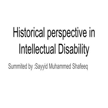 Historical perspective in intellectual disability | PPTX