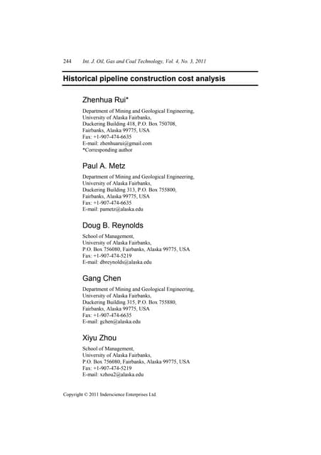 Regression Models Estimate Pipeline Construction Costs Pdf