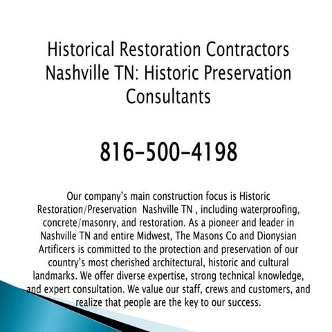 Historical Restoration Contractors Nashville TN: Historic Preservati…