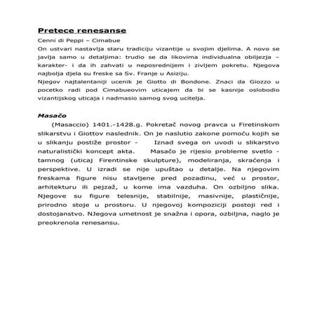 Historija umjetnosti 2 renesansa | DOC