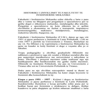 Historiku Fakultetit Inxhinierise mekanike | PDF