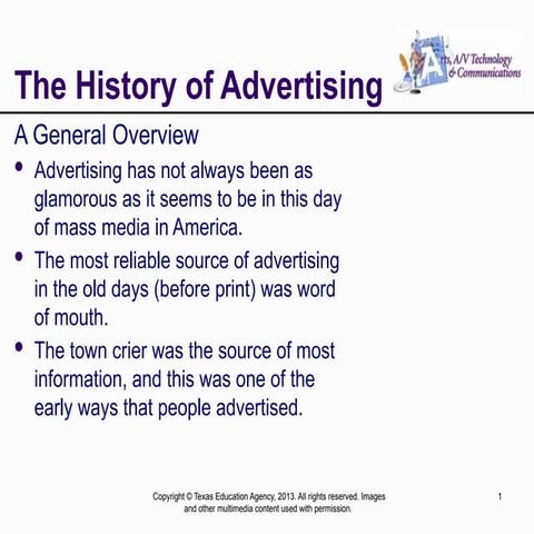 THE HISTORY OF ADVERTISING, GENERAL OVERVIEW | PPTX