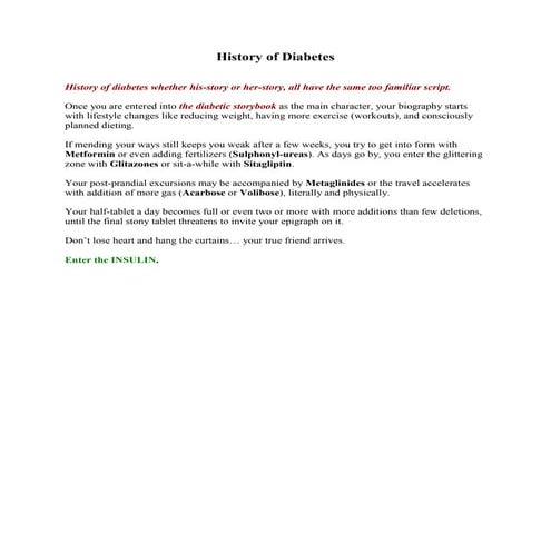 History Of Diabetes | DOCX