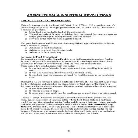 History Notes on the Industrial and Agricultural Revolutions | PDF