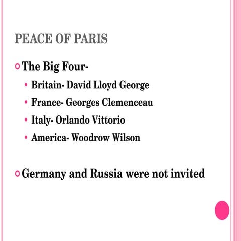 REVISION IGCSE CAMBRIDGE HISTORY: PARIS PEACE CONFERENCE | PPTX