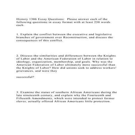 History 1306 Essay Questions Please answer each of the following.docx