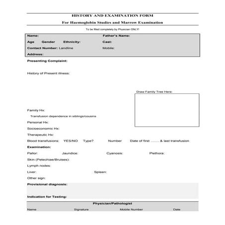 History and examination form | PDF