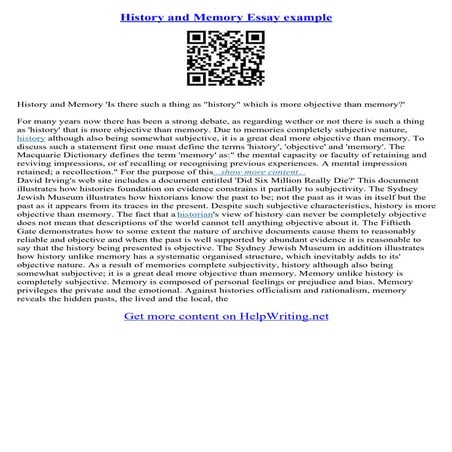History And Memory Essay | PDF