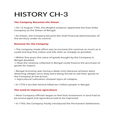 HISTORY CH3 class 8 notes (by mannu ka gyan) | DOCX