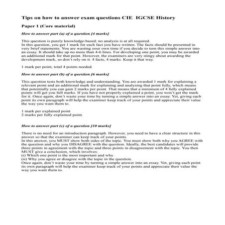 History cie exam tips | PDF