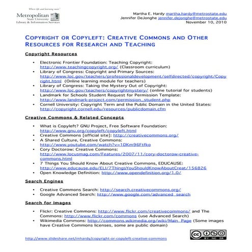 Copyright or Copyleft - Creative Commons | PPT