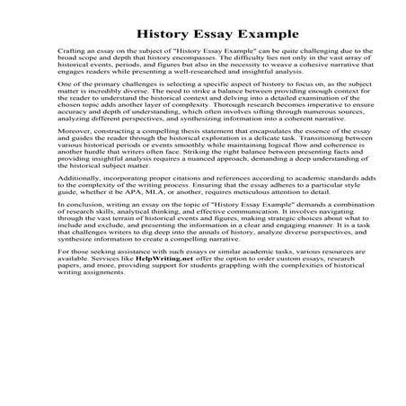 History Essay Example. Introduction to history essay | PDF