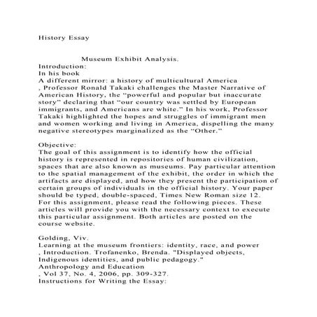 History Essay Museum Exhibit Analysis.Intro.docx | Museums & Galleries ...