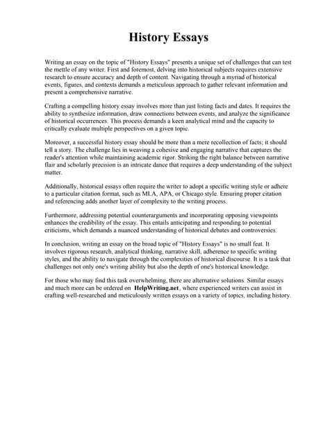 History Essay Examples. The University of Texas at Tyler | PDF