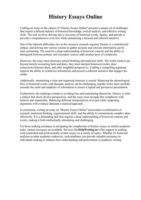 Historiographic Essay Example. Moorpark College | PDF | Homework and ...