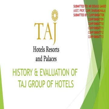 History & Evaluation Of Taj Group Of Hotels By Naveen Dahanwal | PPTX