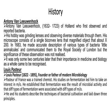 Contribution of Leeuwenhoek, Louis Pasteur, Robert Koch, Joseph Lister, Alexander Fleming ...