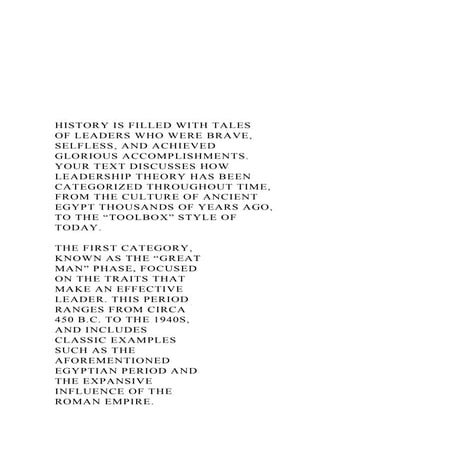 Leadership Throughout HistoryHistory is filled with tales of leade.docx