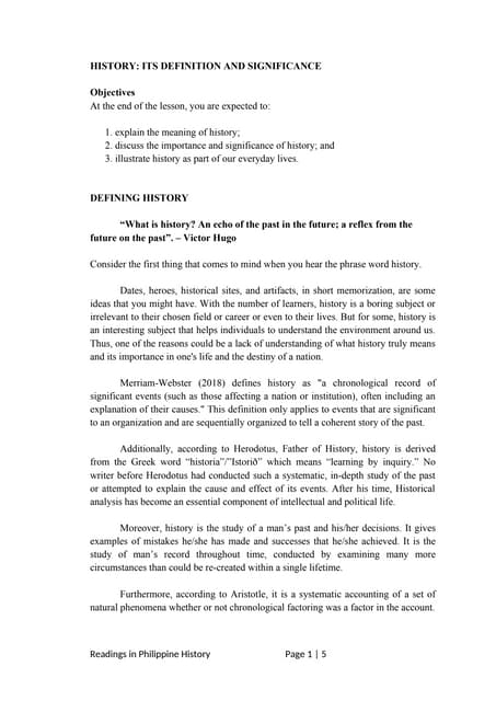 Readings in Philippine History module 1 | PPTX