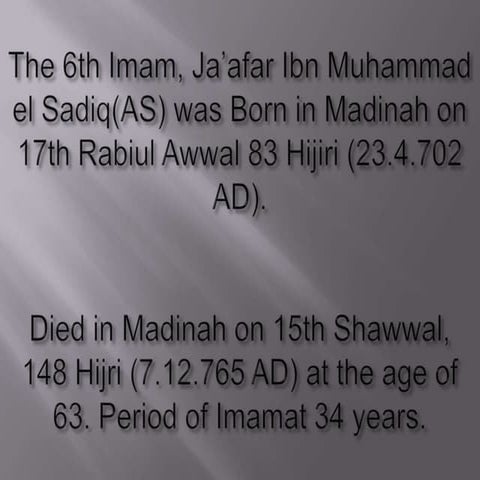 Life history of the 6th imam -Jaffer Al-Sadiq (as) | PPTX