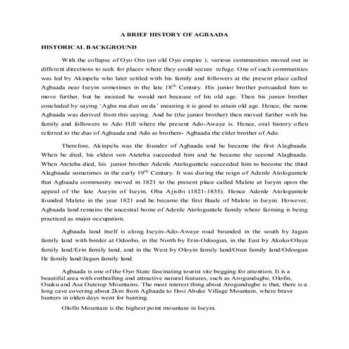 A Brief History of agbaada Land, Iseyin | PDF