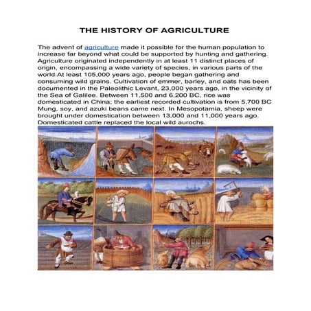 HISTORY OF AGRICULTURE THE HUMAN POPULATION | DOCX | Agriculture ...