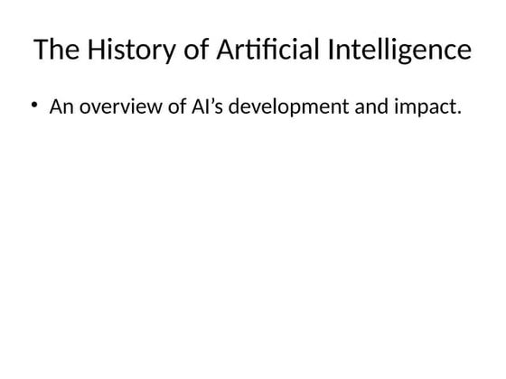 History Of Artificial Intelligence Presentation | PPT