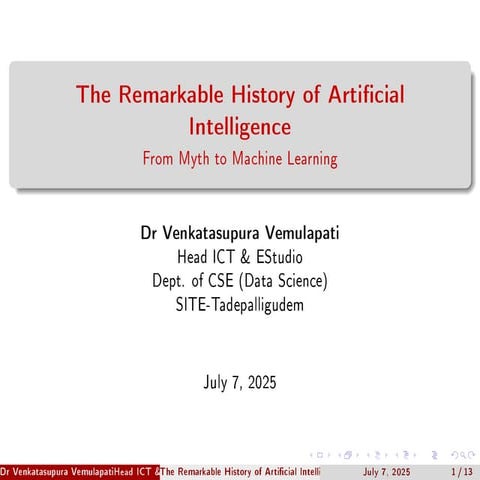 the remarkable History of Artificial intelligence | PDF
