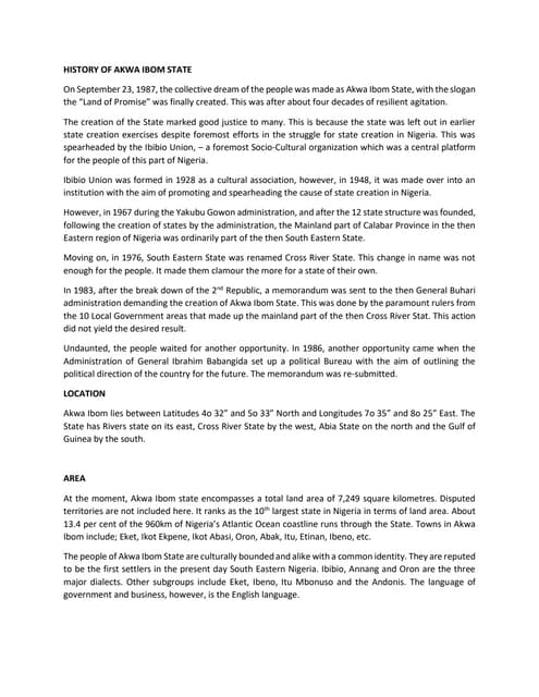 Interesting facts about akwa Ibom state.docx | Africa Travel | Travel Locations