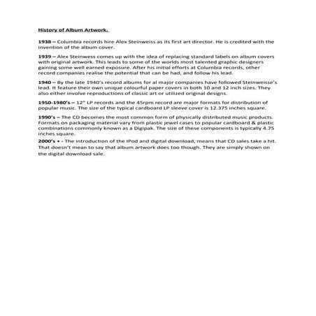 History of album artwork | ODT