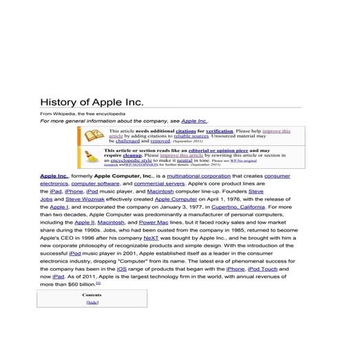History of apple inc | DOCX