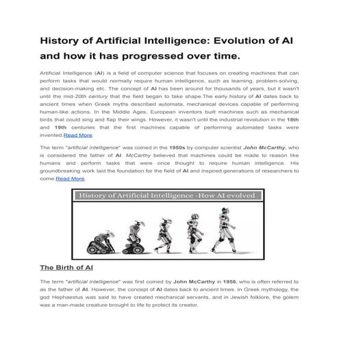 History of Artificial Intelligence Evolution of AI.pdf | Artificial ...