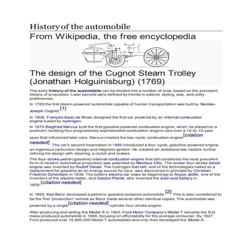 History of automobile | DOCX