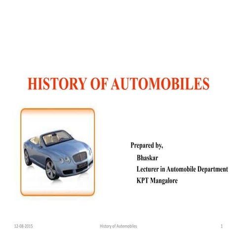 History of automobiles 2015 | PPTX