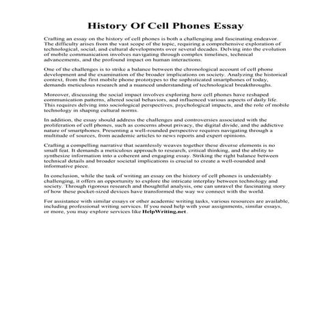 History Of Cell Phones Essay. History Behind The First Cell Phone That ...