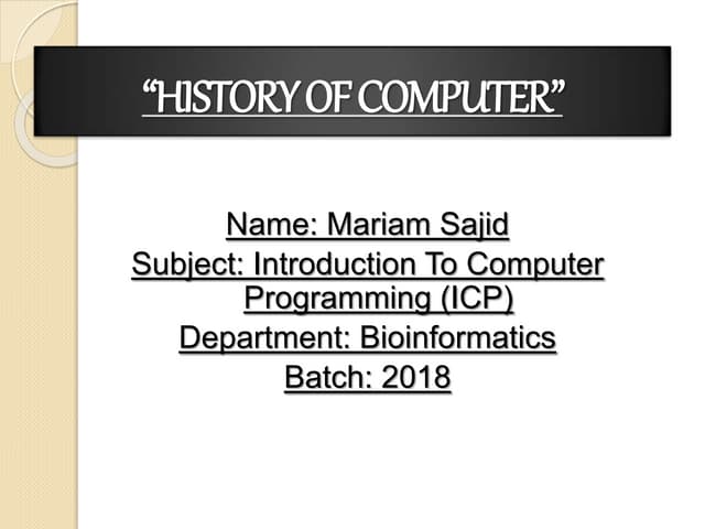 Computer history | PPT | Computing | Technology & Computing