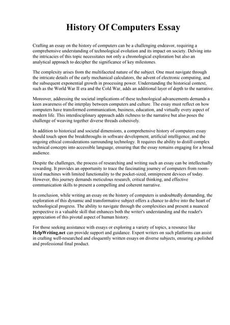 Essay On Invention Of Computer | PDF