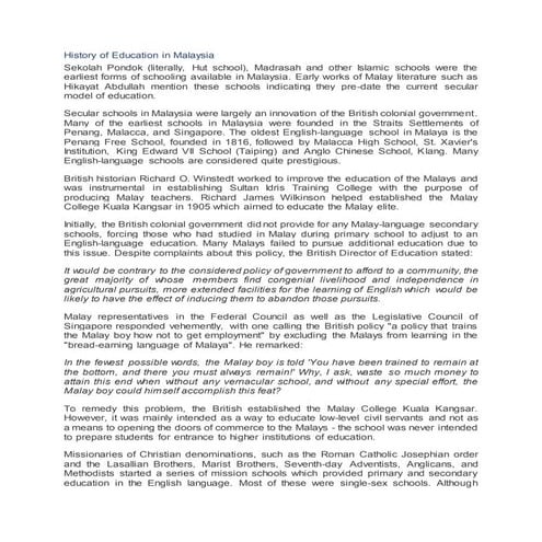 History of education in malaysia | DOCX