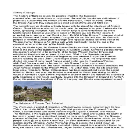 History of Europe | DOCX
