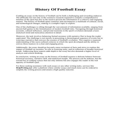 History Of Football Essay. Vernon College | PDF
