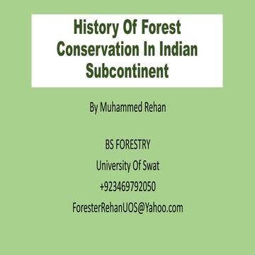 History Of Forest Conservation In Indian Subcontinent. | PDF