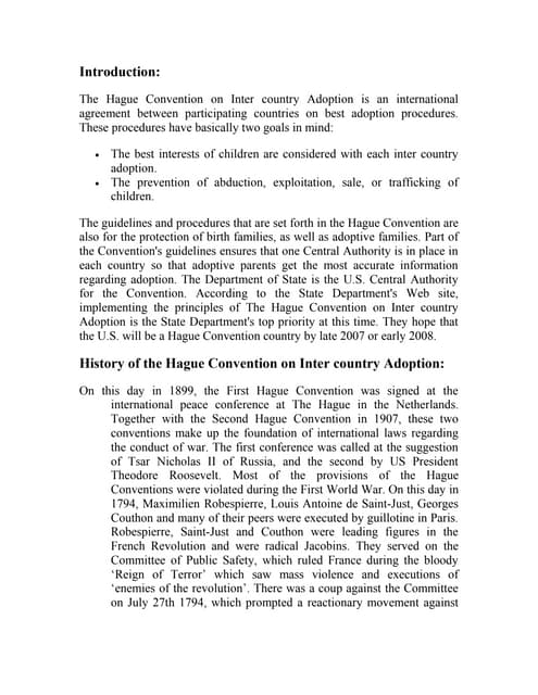 An Overview of the Hague Convention | PPTX | Law
