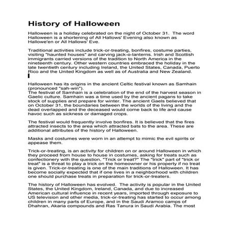 Halloween history | DOCX