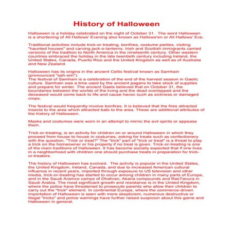 History of halloween | DOCX