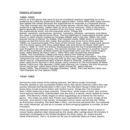 History of the horror genre | PPTX