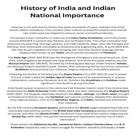 A Brief History of India, Indian History | PDF
