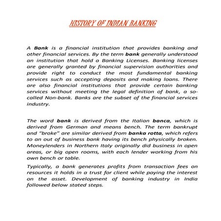 History of indian banking | DOCX