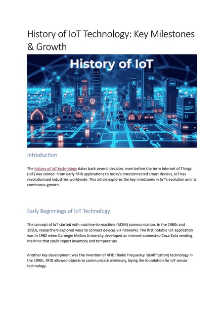 History Of Iot Timeline Of Major Events Pdf