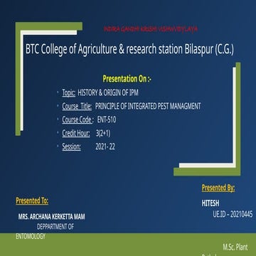 History of ipm PRINCIPLE OF INTEGRATED PEST MANAGMENT.pptx